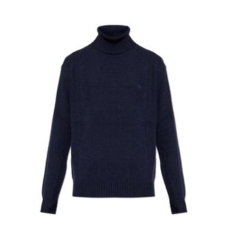 Ami Homme, Pulls, Bleu, Taille: S Pull en Cachemire &agrave; Col Roul&eacute;