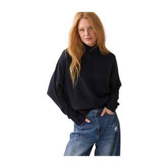 Summum Fledermaus-Pullover Weicher Melange-Strick - - Knitwear - Damen - Blau - L