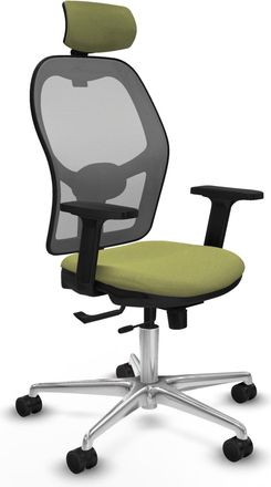 Piqueras y Crespo Ergonomischer B&uuml;rostuhl, Lendenwirbelst&uuml;tze, verstellbare Arme und Kopfteil, h&ouml;henverstellbar und neigbar, ausgestattet mit Syncro/Traslack. Grau/Oliv