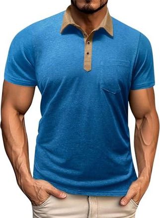 Generic Chemise basique l&eacute;g&egrave;re et respirante pour homme, coupe classique, boutonn&eacute;e, confortable, extensible, t-shirts dext&eacute;rieur, Bu2., XXL