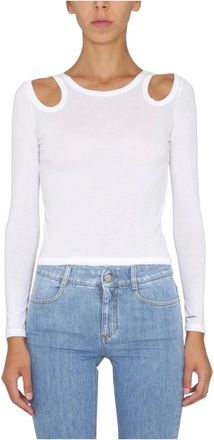 Stella McCartney Femme, Tops, Blanc, Taille: 34 FR Essential Ribbed Knit Crew Neck T-Shirt