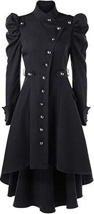 Generic Manteau long &eacute;l&eacute;gant pour femme style r&eacute;tro imperm&eacute;able avec capuche ajustable pour toutes saisons (Black, XXL)