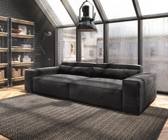 DELIFE Big-Sofa Sirpio XL 270x130 cm Mikrofaser Schwarz, Big Sofas