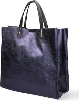 Gave Lux Sac &agrave; bandouli&egrave;re en cuir v&eacute;ritable pour femme Made in Italy 34,5 x 32 x 17 cm GLX228104523FBG, bleu fonc&eacute;, Taille unique