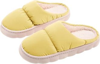 Generic Pantoufles dhiver chaudes pour homme et femme - Pantoufles matelass&eacute;es en mousse &agrave; m&eacute;moire de forme - Pantoufles dint&eacute;rieur confortables doubl&eacute;es, jau