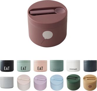 DESIGN LETTERS thermobehälter für essen mit löffel | warmhaltebehälter essen für müslibecher, joghurtbecher, porridgebecher to go | 330ml auslaufsicher lunchbox für 