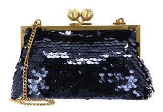 Ted Baker sac de soir&eacute;e pochette Sequinz Rose Detail Sequin Clutch Bag Navy bleu marine