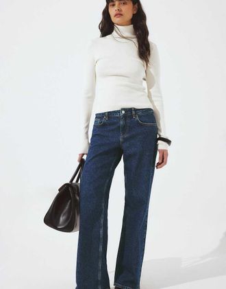 NA-KD Lane - Jean &agrave; taille basse - Bleu fonc&eacute;