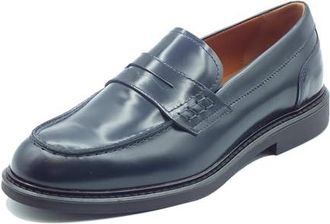 Nero Giardini E500600U Wembley Bleu Mocassins &eacute;l&eacute;gants pour homme en cuir abrasif, bleu, 45 EU