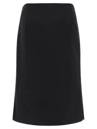 Fendi Wool-Silk Blend Pencil Skirt - black