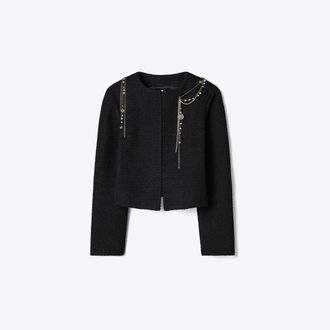 Tory Burch Verzierte Boucl&eacute;jacke