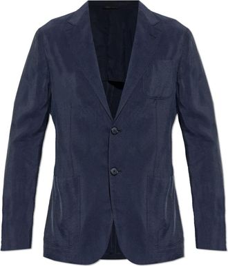 Giorgio Armani Homme, Vestes, Bleu, Taille: L Blazer en soie &agrave; revers ouverts
