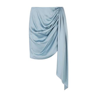 SIMKHAI Klar Blauer Mae Drapierter Satin Minirock - - Skirts - Damen - Blau - L