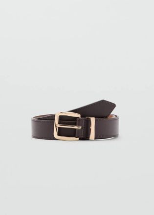Mango Ceinture boucle en relief chocolat - Femme - XL - MANGO