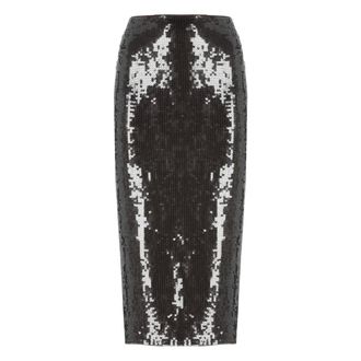 Rotate Rotate Birger Christensen - Jupe crayon &agrave; sequins - Femme - Jupes - Brun - Taille: 36 FR