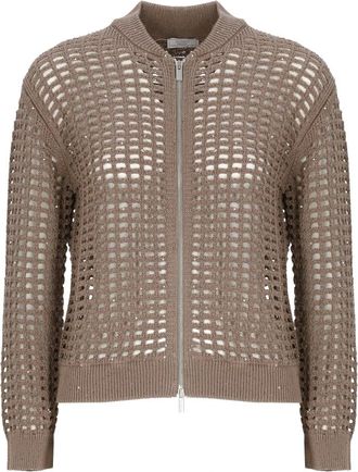 PESERICO Femme, Pulls, Brun, Taille: 38 FR Cardigan Orn&eacute; de Sequins
