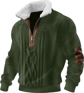 Generic Manteau en peluche décontracté pour homme - En polaire - Fermeture éclair - Col cadet - Pour la vie quotidienne - Cadeau de Noël, Vert, XXL