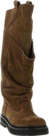 The Attico Womens Brown Calfskin Over The Knee Shoe