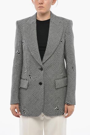 Stella McCartney Einreihiger Mantel GLITCH mit Fischgr&auml;tmuster Stella McCartney