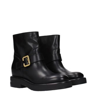 Chlo&eacute; Womens Black Leather Ankle Boots