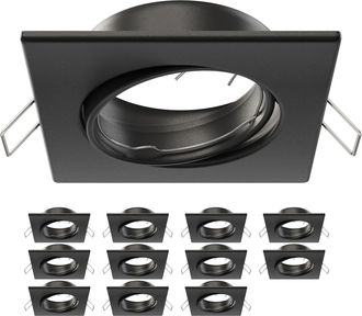 LEDs Com 12 St&uuml;ck Deckeneinbaurahmen RIR, eckig, schwenkbar, schwarz matt