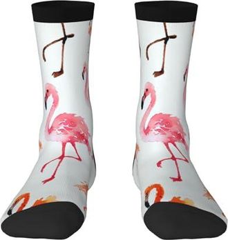 Generic Flamants Roses Fantaisie Colorés Chaussettes Mi-Mollet Évacuant LHumidité Chaussette Homme Chaudes Chaussettes De Tennis Pour Travail Affaires Course 