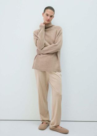 Mango Pull-over 100 % laine col montant marron - Femme - S - MANGO