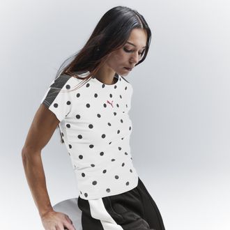Puma T-shirt slim &agrave; pois T7 Femme, V&ecirc;tements, Blanc, XL