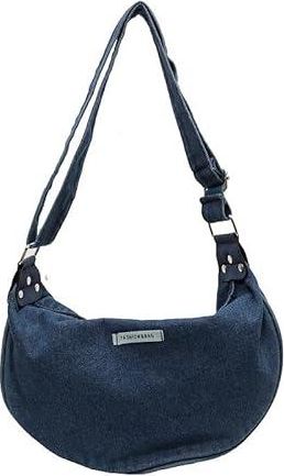 Generic Sac &agrave; bandouli&egrave;re en denim pour femme - Style d&eacute;contract&eacute; - L&eacute;ger et tendance - Avec bandouli&egrave;re r&eacute;glable - Pour le travail et le shopping, noir fonc&eacute;