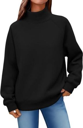 Generic Sweatshirts pour femmes UK Sweatshirt de couleur unie surdimensionn&eacute; haut col rond manches longues automne hiver d&eacute;contract&eacute; confortable automne mode 