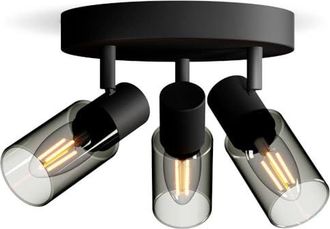 Philips Palms LED 3er Spotleuchte auf runder Platte, E14 Lampe nicht enthalten, Schwarz, IP20