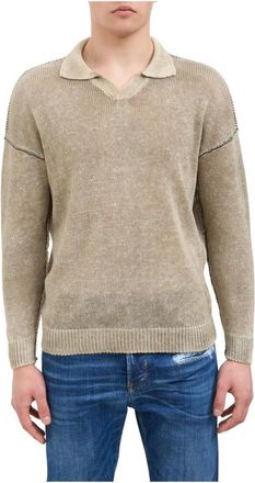 Avant Toi Homme, Pulls, Brun, Taille: M Maglia Polo Hand Painted