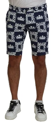 Dolce & Gabbana Logo-Print Cotton Chinos Shorts - Navy