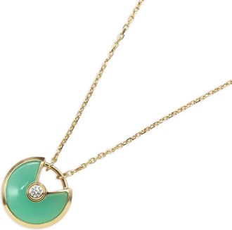 Cartier 2010s 18kt Amulet Gelbgoldhalskette mit Chrysopras und Diamant