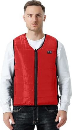 Generic Veste chauffante confortable pour homme - Couleur unie - Contr&ocirc;le de la temp&eacute;rature - 2026, Rouge, 5XL