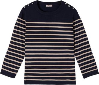 Oltre Femme, Pulls, Bleu, Taille: 40 FR Pull ray&eacute; &agrave; col rond