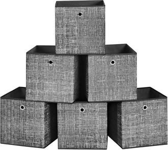 Songmics Bo&icirc;tes de Rangement, Lot de 6, Coffres de Rangement en Tissu Non-Tiss&eacute; avec Poign&eacute;e, 30 x 30 x 30 cm, Cubes, pour &Eacute;tag&egrave;re, Pliables, Rangement de V&ecirc;te