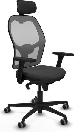 Piqueras y Crespo B&uuml;rostuhl mit 3D-Armen, h&ouml;henverstellbare Lendenwirbelst&uuml;tze und h&ouml;henverstellbares Kopfteil, Grau/Dunkelgrau