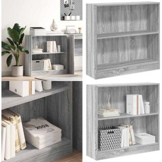 vidaXL Biblioth&egrave;que sonoma gris 80x24x76 cm bois ding&eacute;nierie - Vidaxl