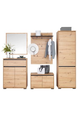 Xora Garderobe, Anthrazit, Eiche Artisan, Holzwerkstoff, 220x195x38 cm, Garderobe, Garderoben-Sets & Serien, Garderoben-Sets