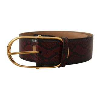 Dolce & Gabbana unisex, Accessoires, Rouge, Taille: ONE Size Exotic Leather Gold Oval Buckle Belt