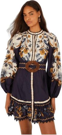 Farm Rio Golden Nature Mini Kleid - - Dresses - Damen - Blau - XS