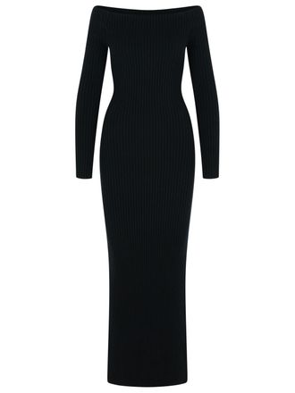 Max Mara Arnes 1234 Robe de gaine en laine noire et cachemire