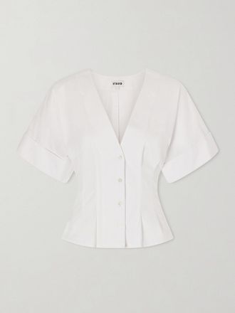 Staud Haut En Popeline De Coton M&eacute;lang&eacute; &Agrave; Plis Elle - Blanc