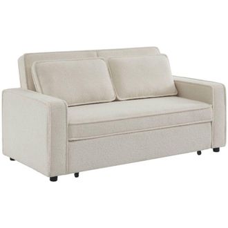 Sweeek 3-Sitzer Schlafsofa mit cremewei&szlig;em Boucl&eacute;-Bezug