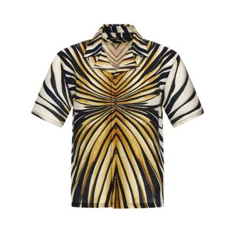 Roberto Cavalli Gold Print Bowling Kragen Hemd - - Shirts - Herren - Mehrfarbig - L