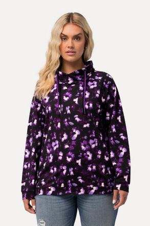 Ulla Popken Sweatshirt Sweatshirt Bl&uuml;ten Stehkragen Raglan-Langarm