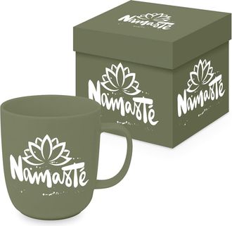 ppd Namaste Kaffeetasse mit Lotus-Design, Olivgr&uuml;n, Yoga