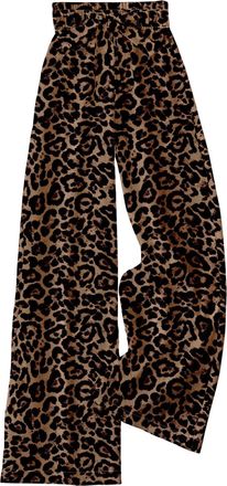 SOLY HUX Damen Hose Lang Y2K Leoprint Freizeithose mit G&uuml;rtel Causalhose Breites Bein Stoffhose Hohe Elastischer Bund Pallazo Herbst Outfit Leoparden XL