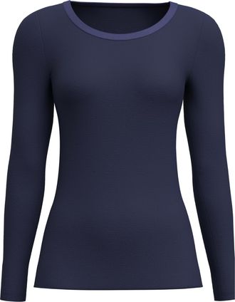 CALIDA True Confidence Langarmshirt Damen, aus Wolle-Seide, Feinripp, temperaturausgleichend und geruchsneutralisierend